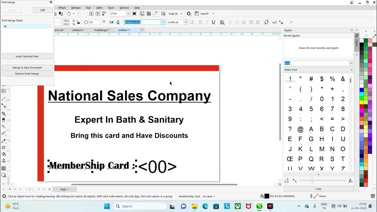 Add. Serial number using Print Merge .. Corel Draw - YouTube