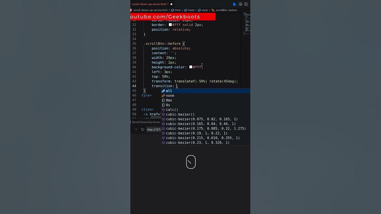 Create A Cool And Creative Scroll Down Button Animation Using Html And Css Geekboots Youtube
