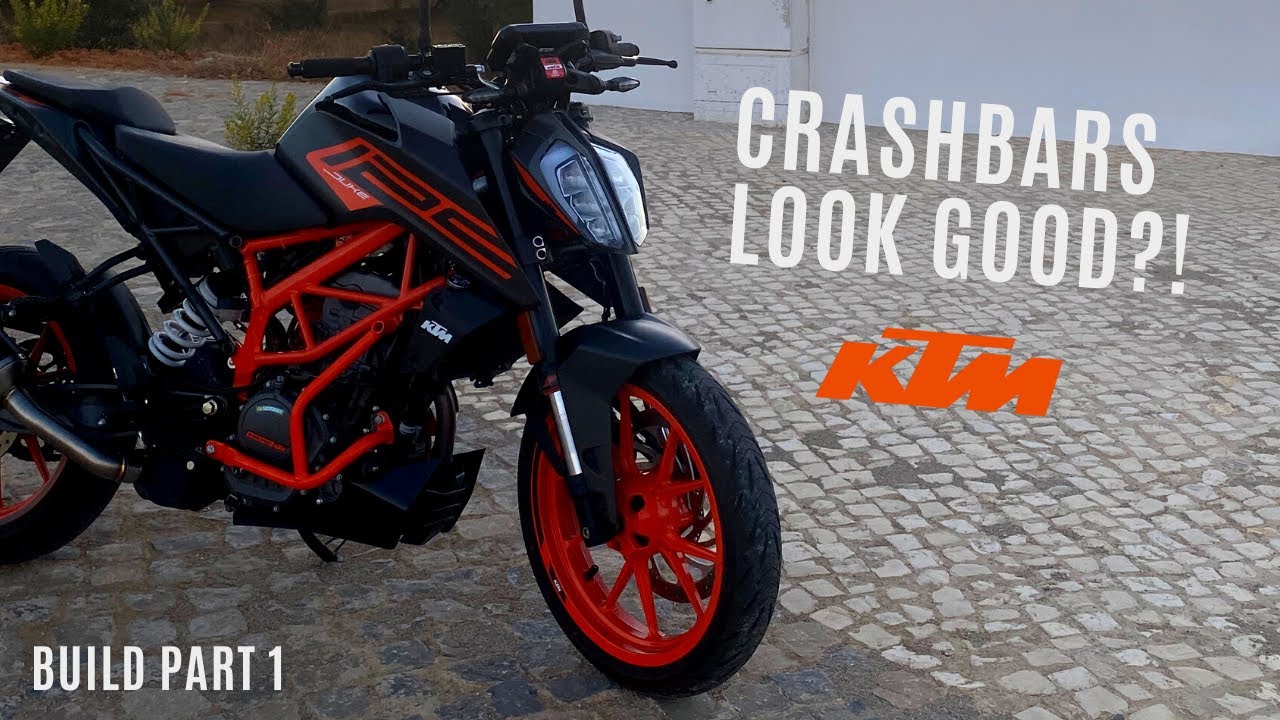 Crashbar Install | KTM Duke 125 Build Part 1 - YouTube