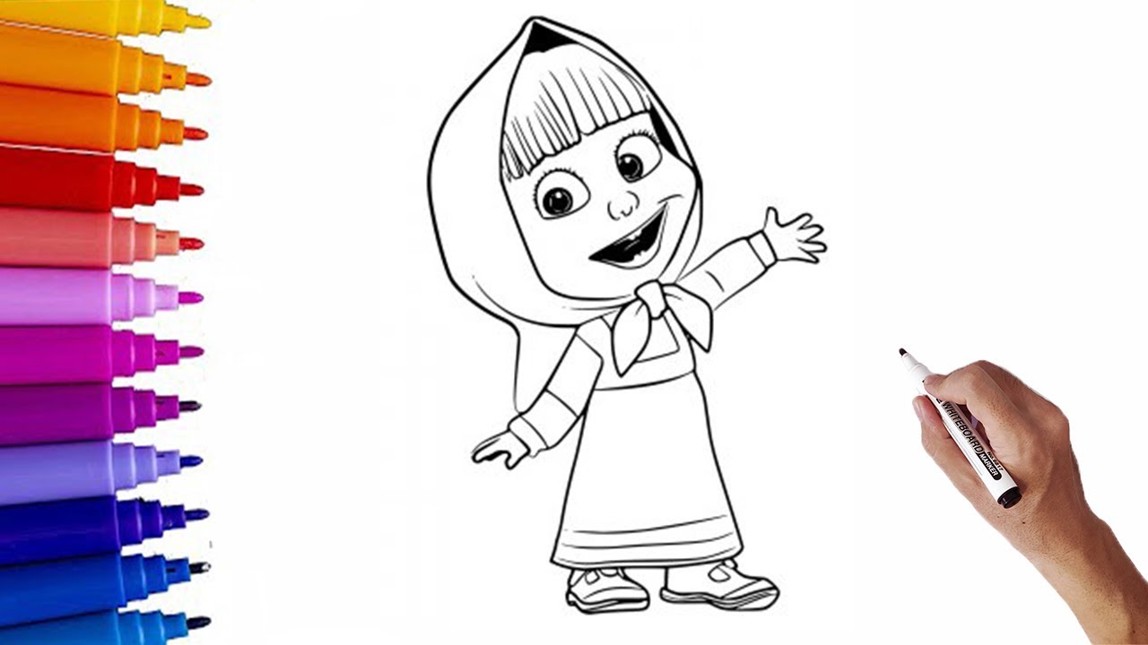 Drawing and Coloring Masha || How to draw Masha and the Bear Easy - YouTube
