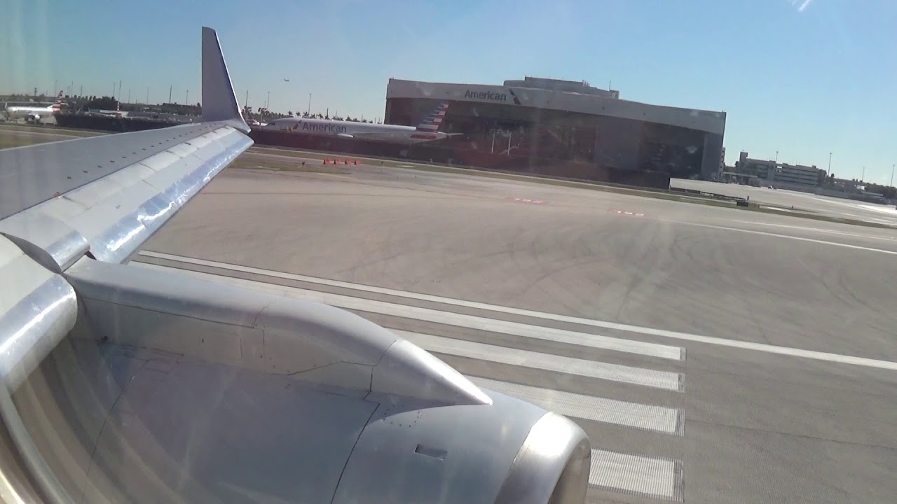 American Airlines Boeing 757 takeoff from Miami International Airport ...