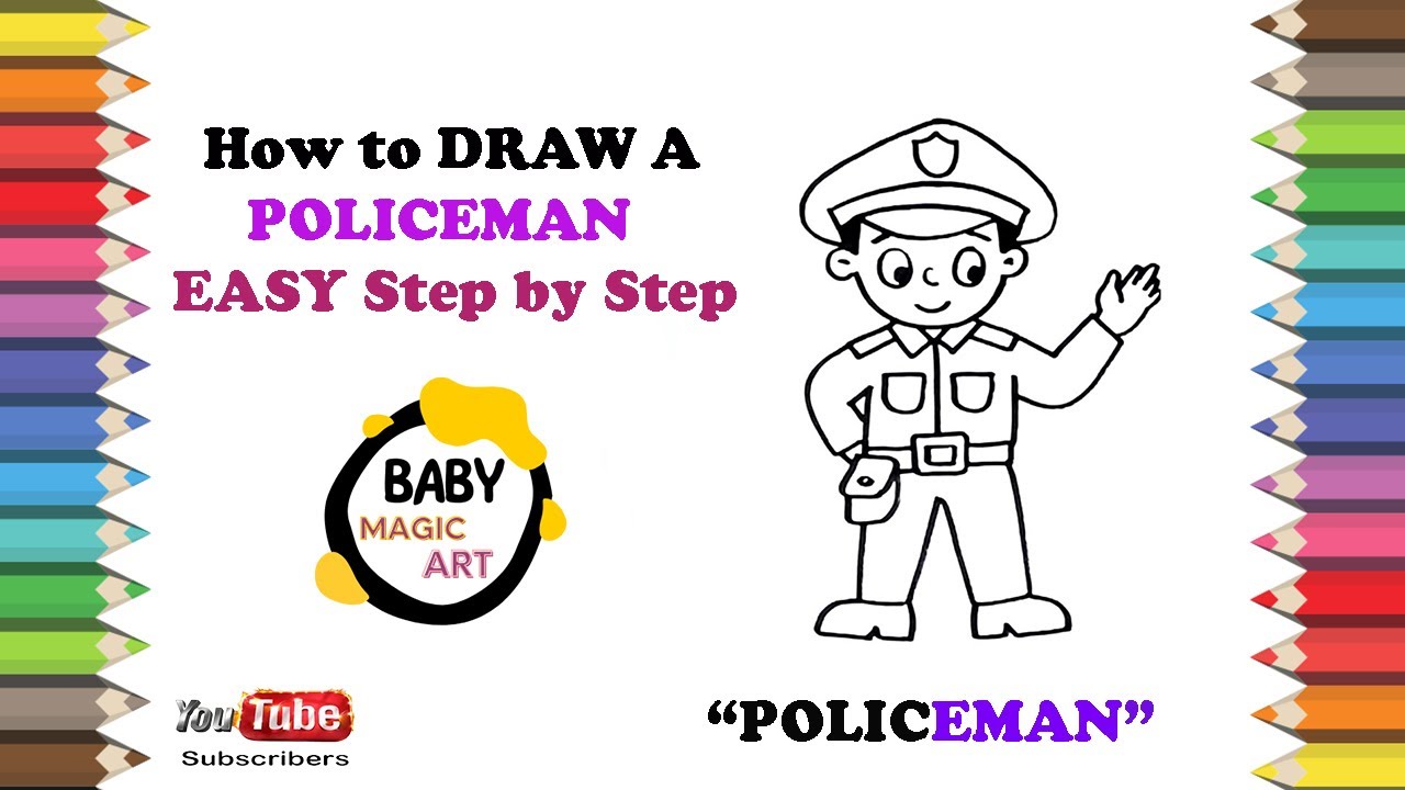 How to DRAW A POLICEMAN EASY Step by Step #police #men #trafic ...