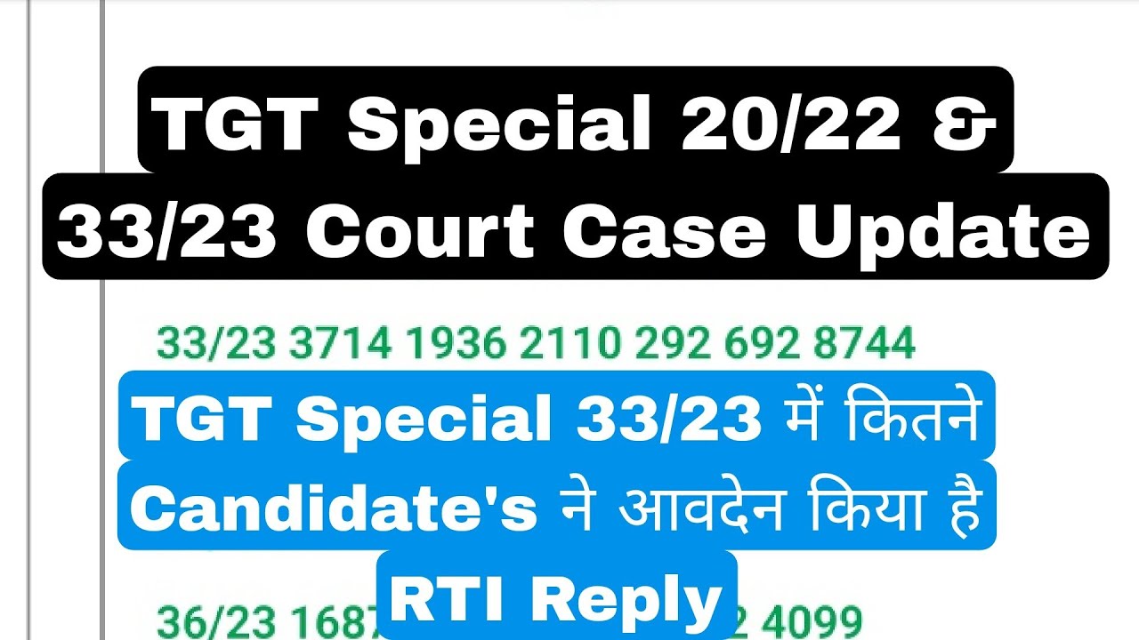 33/23 TGT Special How Much Candidate's Applied for this category, Court ...