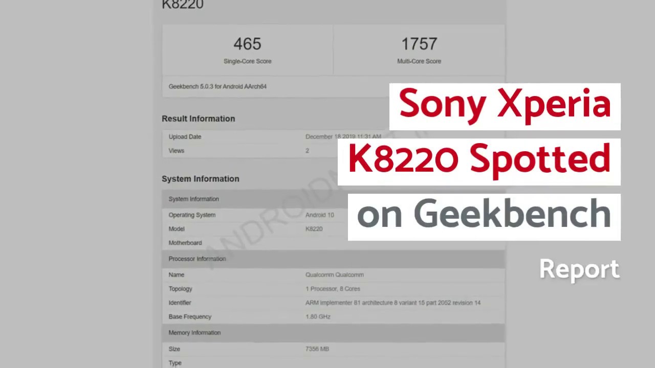 Sony Xperia K8220 Spotted on Geekbench Site With Snapdragon 765G SoC ...