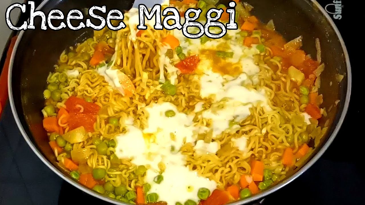 Cheese Maggi - Cheese Maggi With Veggies - Cheesey Masala Maggi at home ...