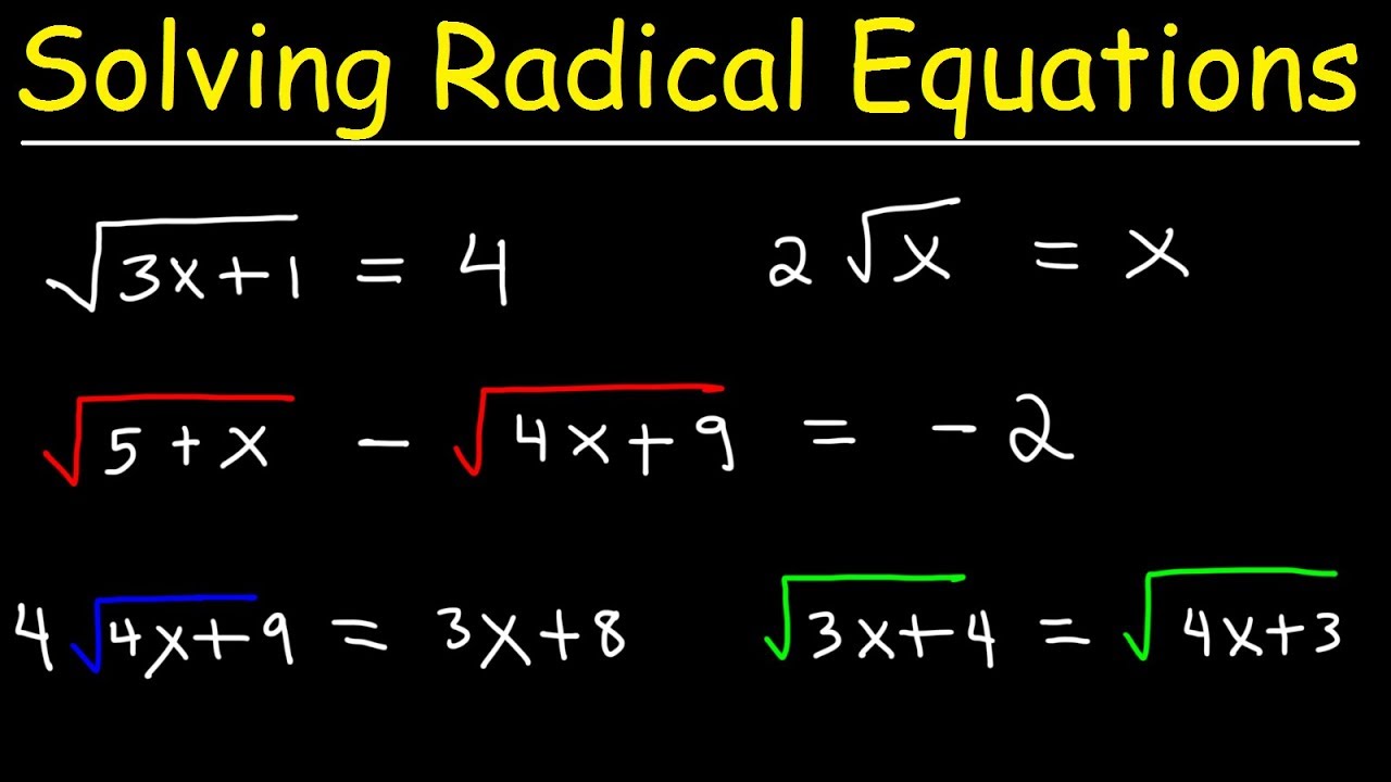Solving Radical Equations YouTube