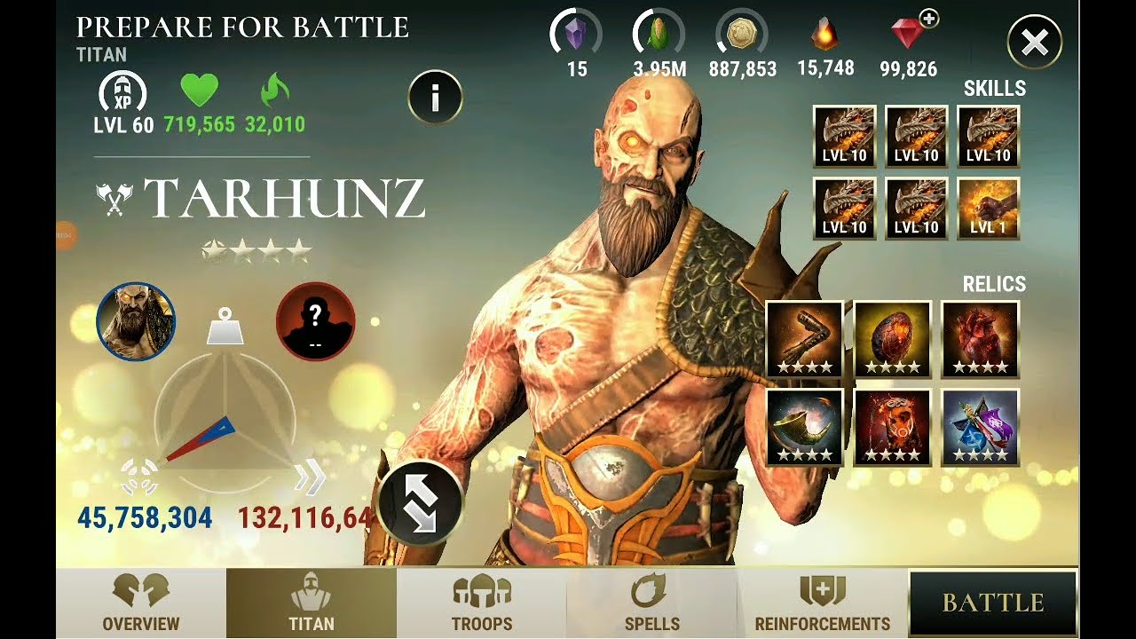 Dawn of Titans: Tarhunz 45.7m vs. Ares 132m - YouTube