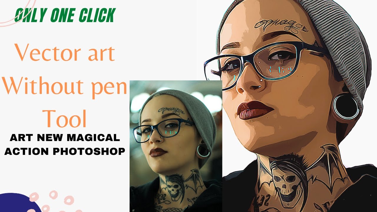 One Click Vector Art without Pen Tool | New Magical Action in Photoshop ...