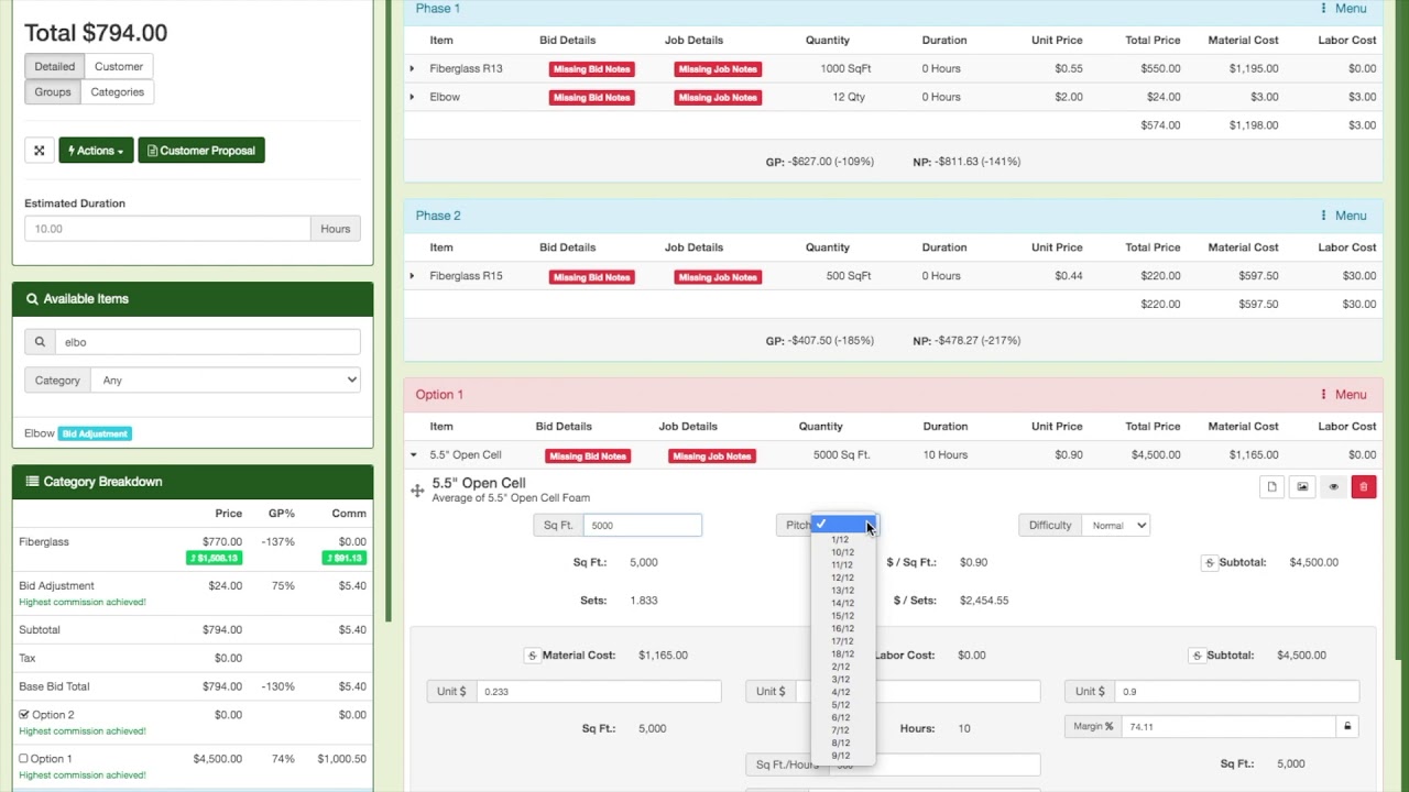 Groups and Options on Bid Worksheet - JobPro Technology - YouTube