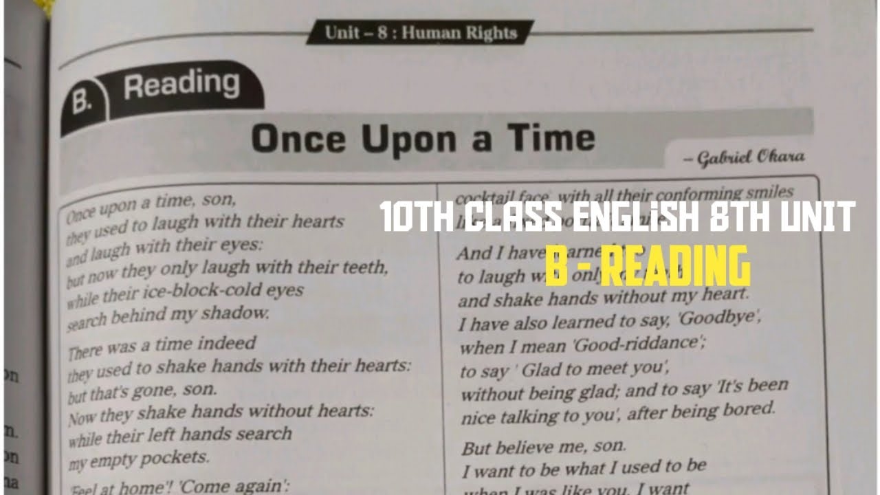 10th class English 8th UNIT -- B - reading (Once upon a Time) *HUMAN ...
