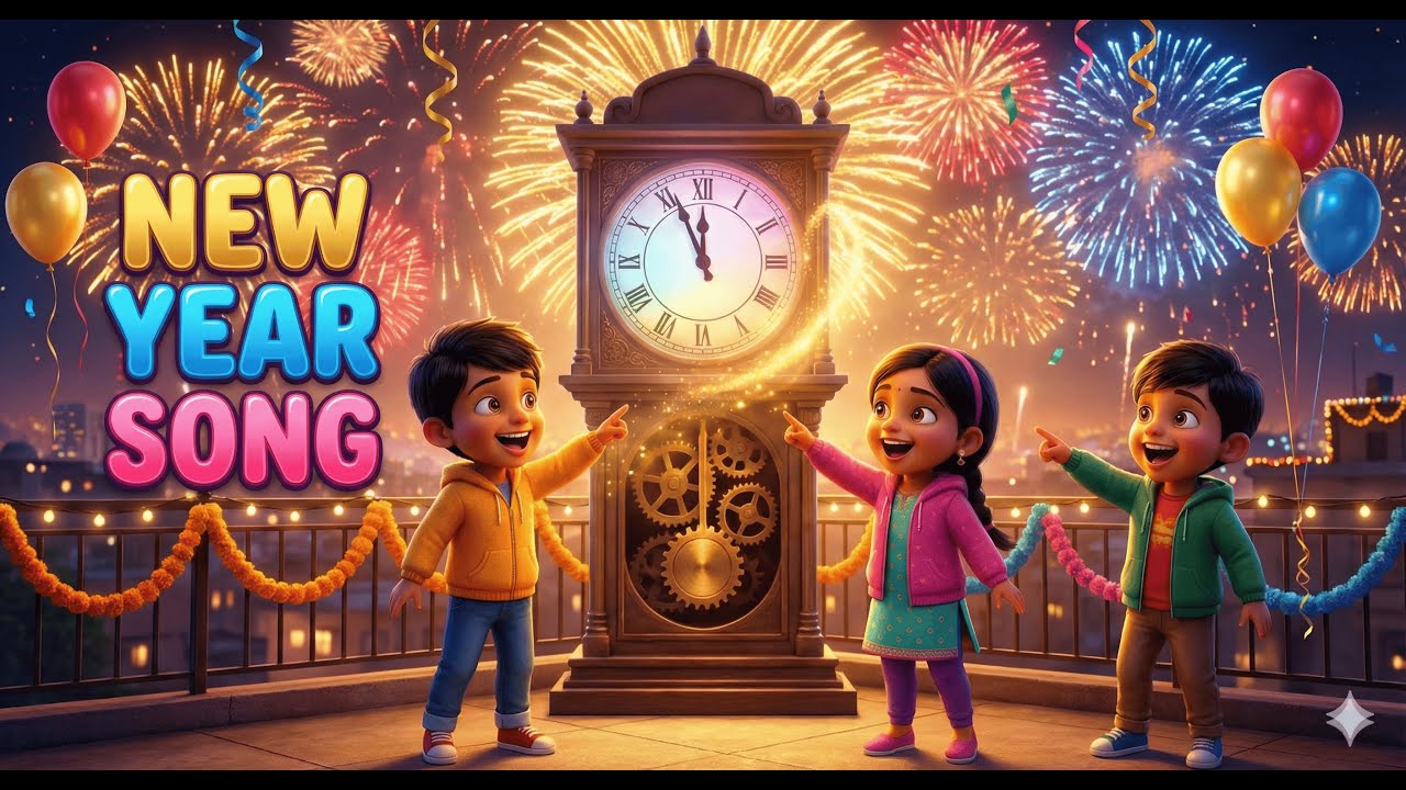 Happy New Year Song 🎆 | Fun English Rhymes to Sing & Clap | Fun New ...