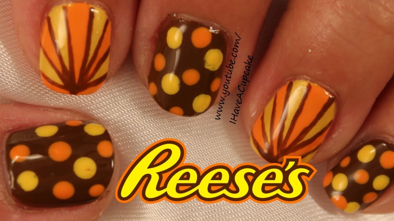 Reese's Candy Inspired Nail Art - YouTube
