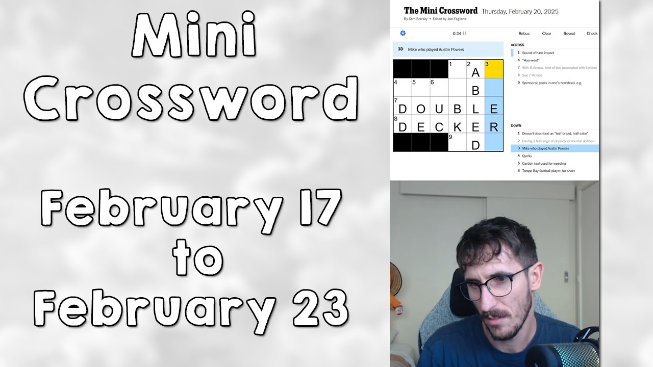 NYT Mini Crossword: February 17 - February 23 - YouTube
