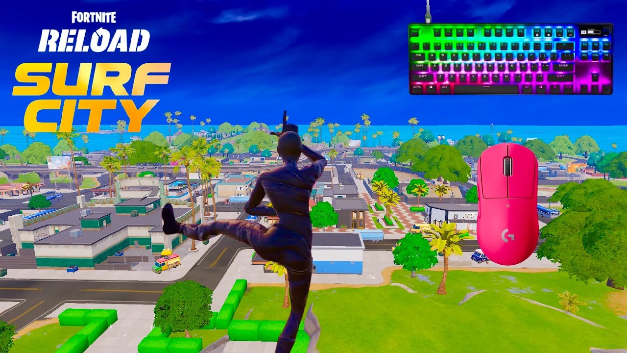 *NEW* FORTNITE SURF CITY MAP🏆SteelSeries Apex Pro TKL ASMR😴Satisfying ...