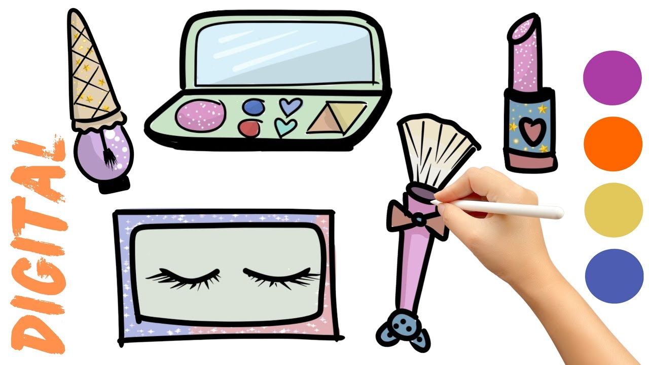 Drawing for kids-Drawing a MAKE-UP ITEMS/Easy Drawing/Learn to Draw ...