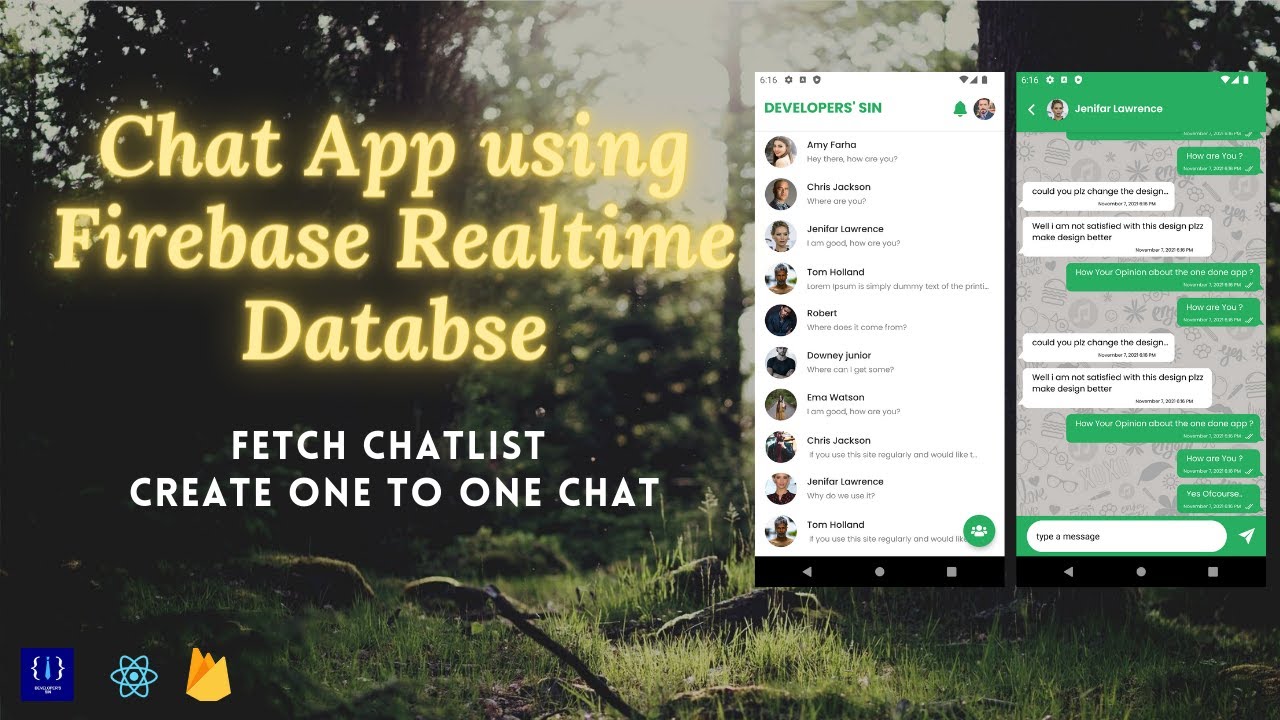 #6 Chatlist Fetch | One to One Chat - Chat App | Firebase Realtime ...