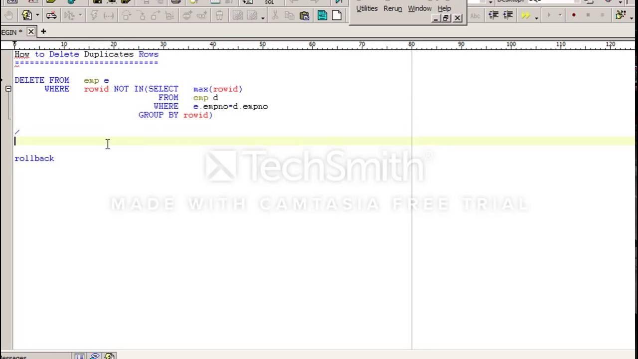 SQL Query to delete duplicate rows - YouTube