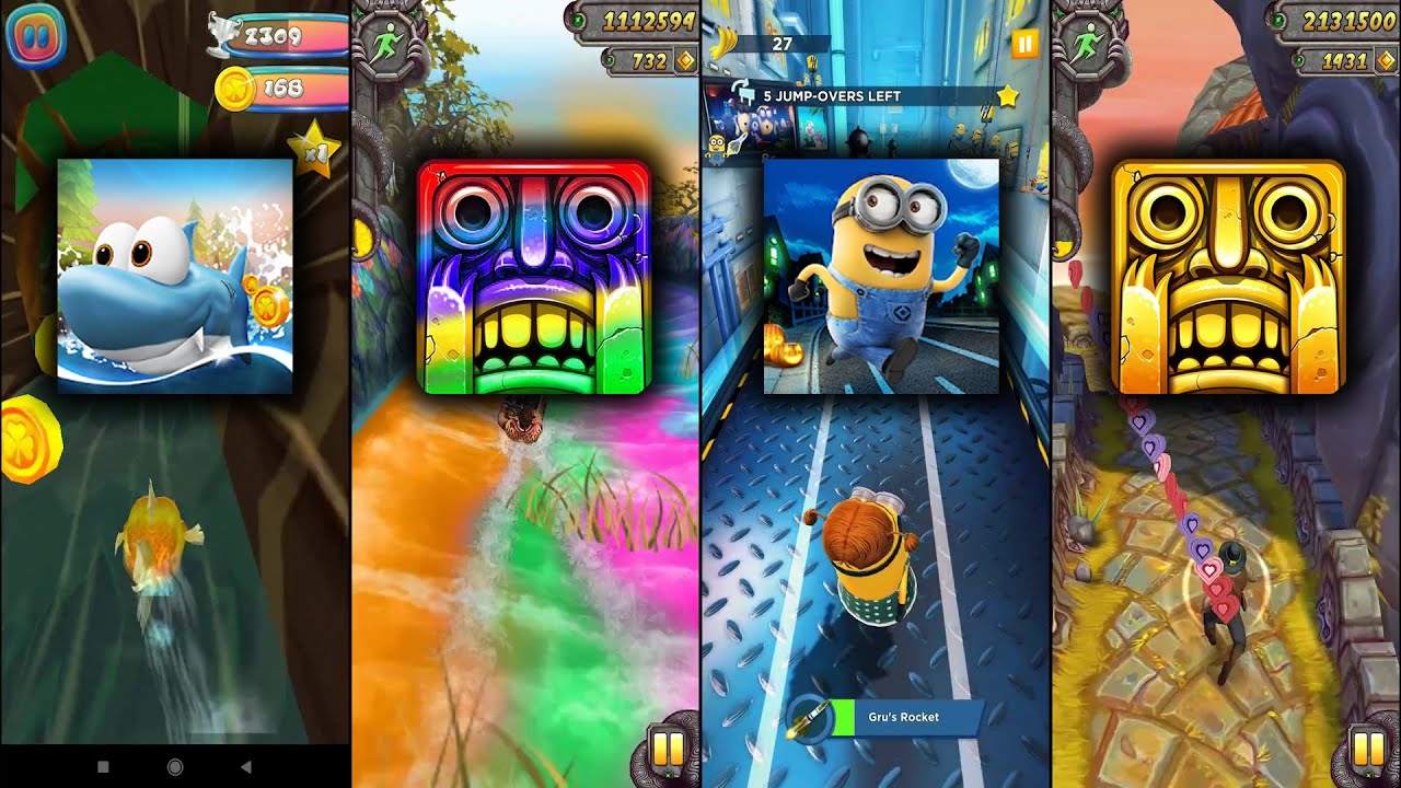 Run Fish Run Vs Temple Run 2 Holi Festival Vs Minion Rush Despicable Me ...