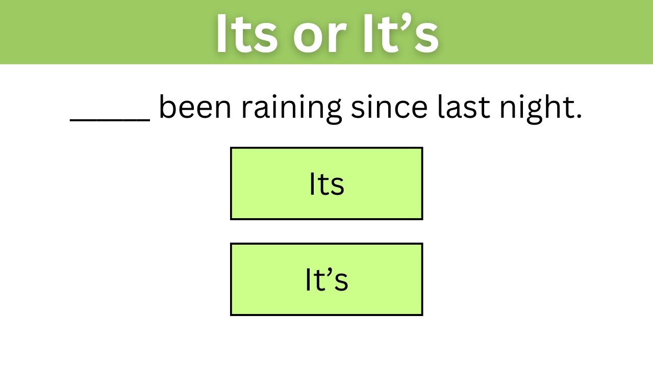 Use of Its and It's - Quiz | English Grammar Quiz - YouTube