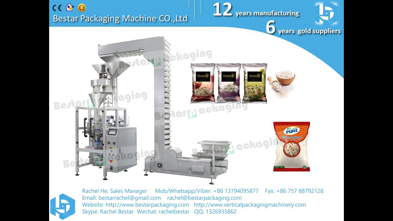 250g rice pouch automatic weighing and packing machine - YouTube