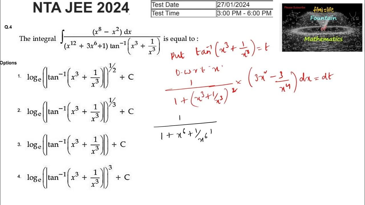 The Integral x 8 x 2 x 12 3x 6 1 Tan 1 x 3 1 x 3 JEE Main 2024 the-integral-x-8-x-2-x-12-3x-6-1-tan-1-x-3-1-x-3-jee-main-2024