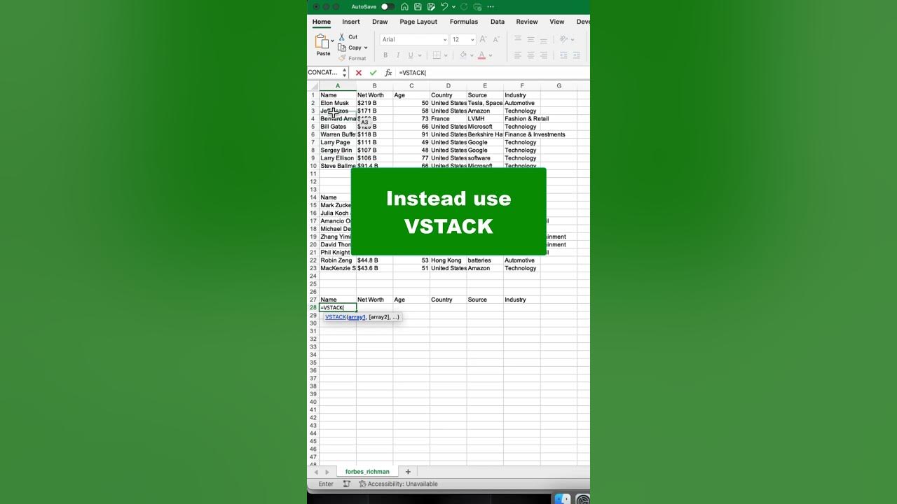 Join Data Easily In Excel Excelshorts Exceltip Exceltutorial Shorts Youtube