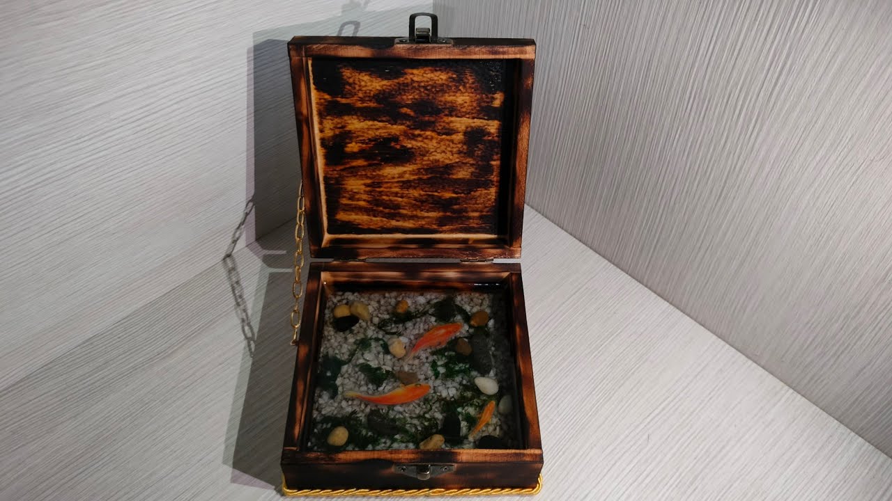 Koi pond in wooden box - epoxy resin diorama - YouTube