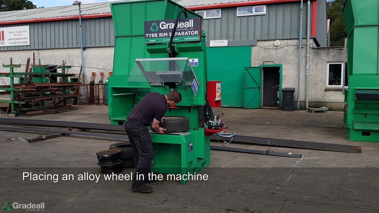 Separate Tyres from Rims | Gradeall Tyre Rim Separator | Tyre Recycling ...