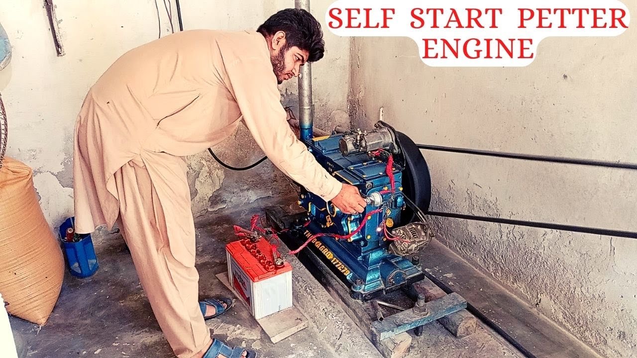 Self Start Petter Engine Works With Atta Chaki | Automatic Petter Engine | Punjab Moj - YouTube