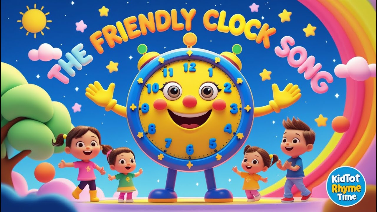 The Friendly Clock Song ⏰ | Fun Nursery Rhyme for Kids | KidTot Rhyme ...