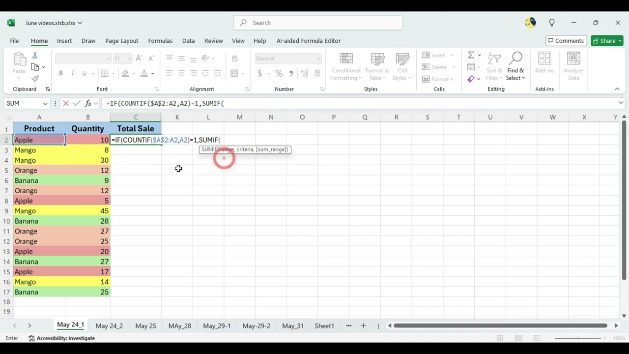 Sum Duplicate Values In Excel Using Formula Easy Tutorial YouTube Sum Duplicate Values In Excel Using Formula Easy Tutorial YouTube