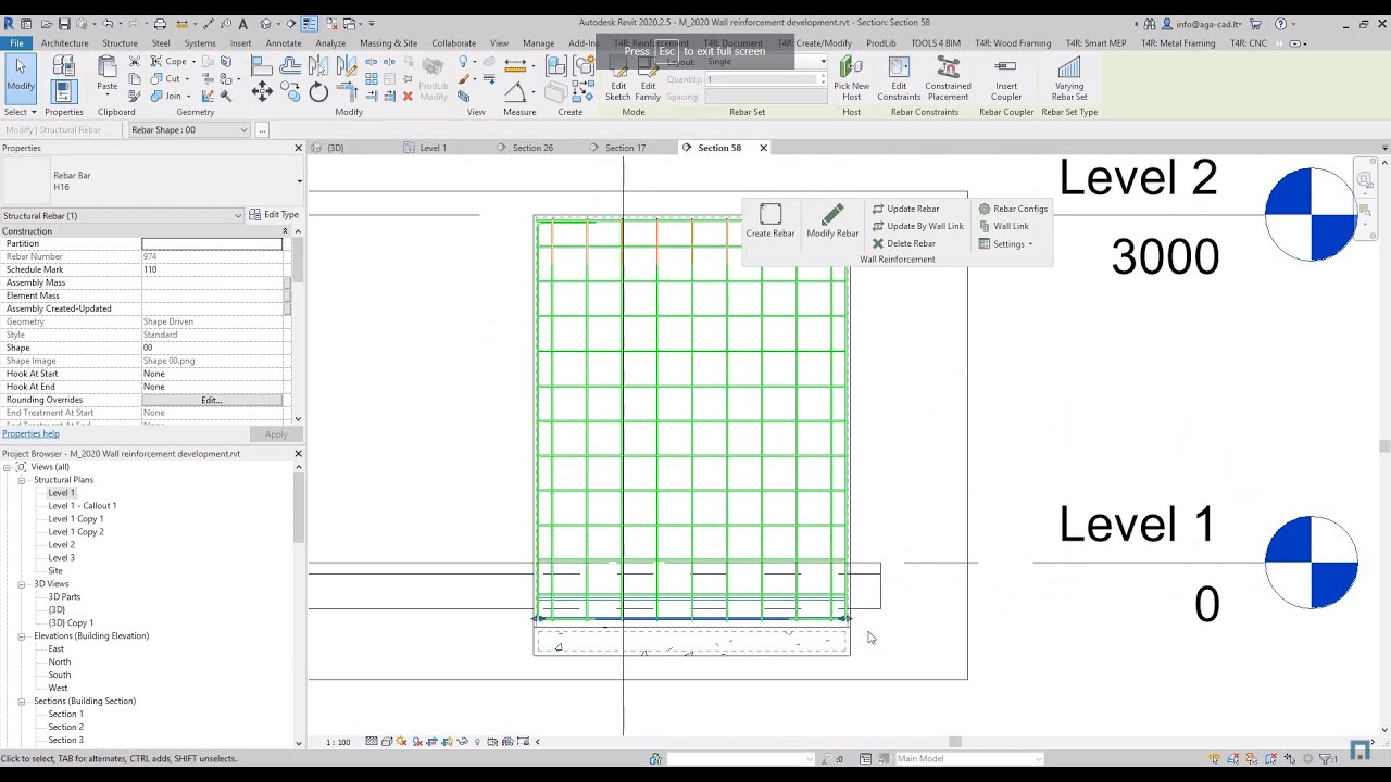 How to model starter rebar for precast wall panels in Revit - YouTube