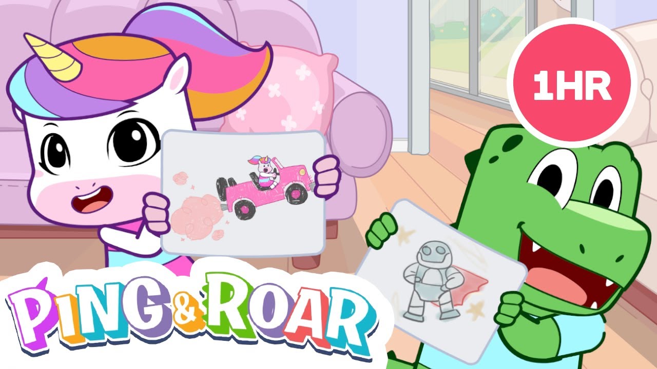 ⏰1 HOUR LONG | Cute Little Dinosaur Cartoon | Ping & Roar | 35 - YouTube