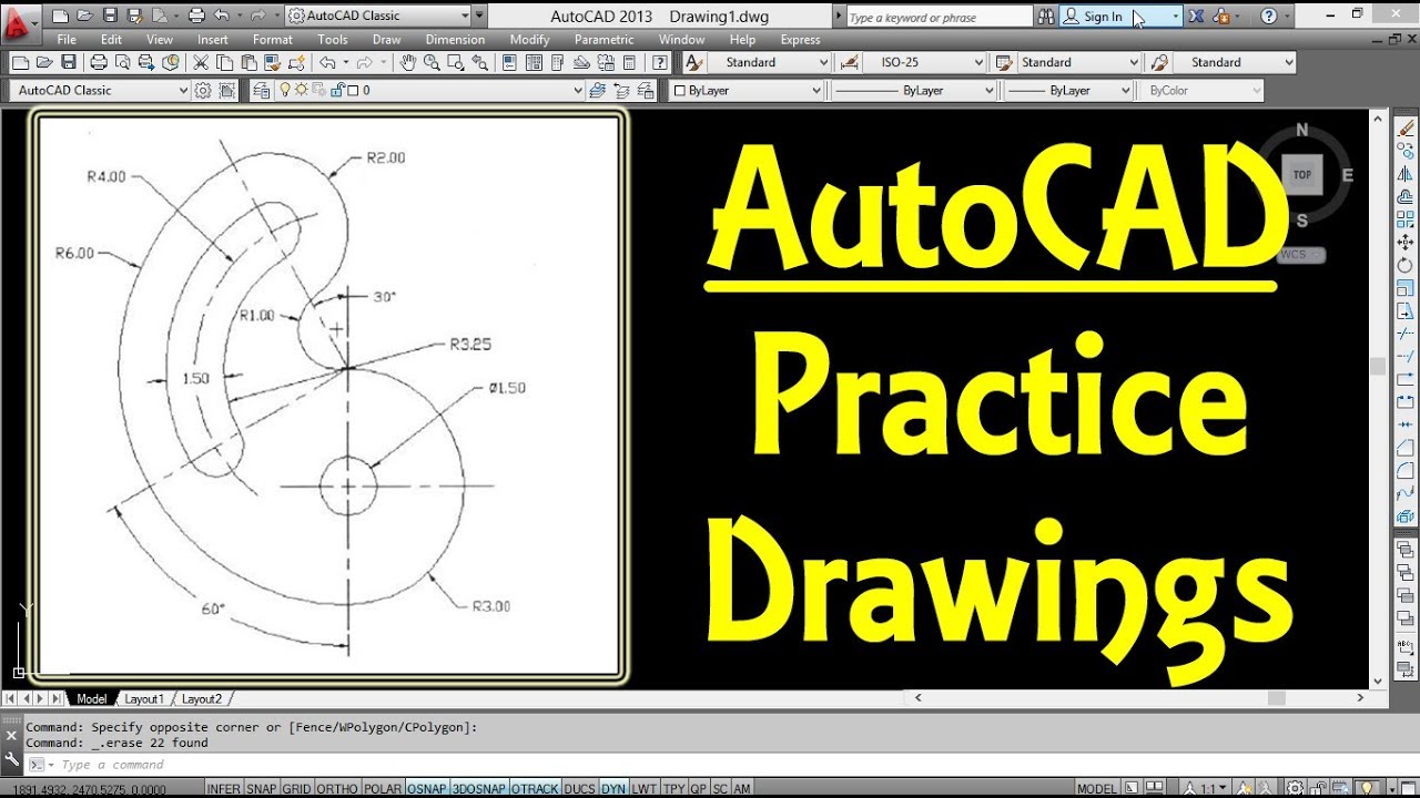 AutoCAD 2D Practice Drawing for Beginners 2 | Engineer AutoCAD ...