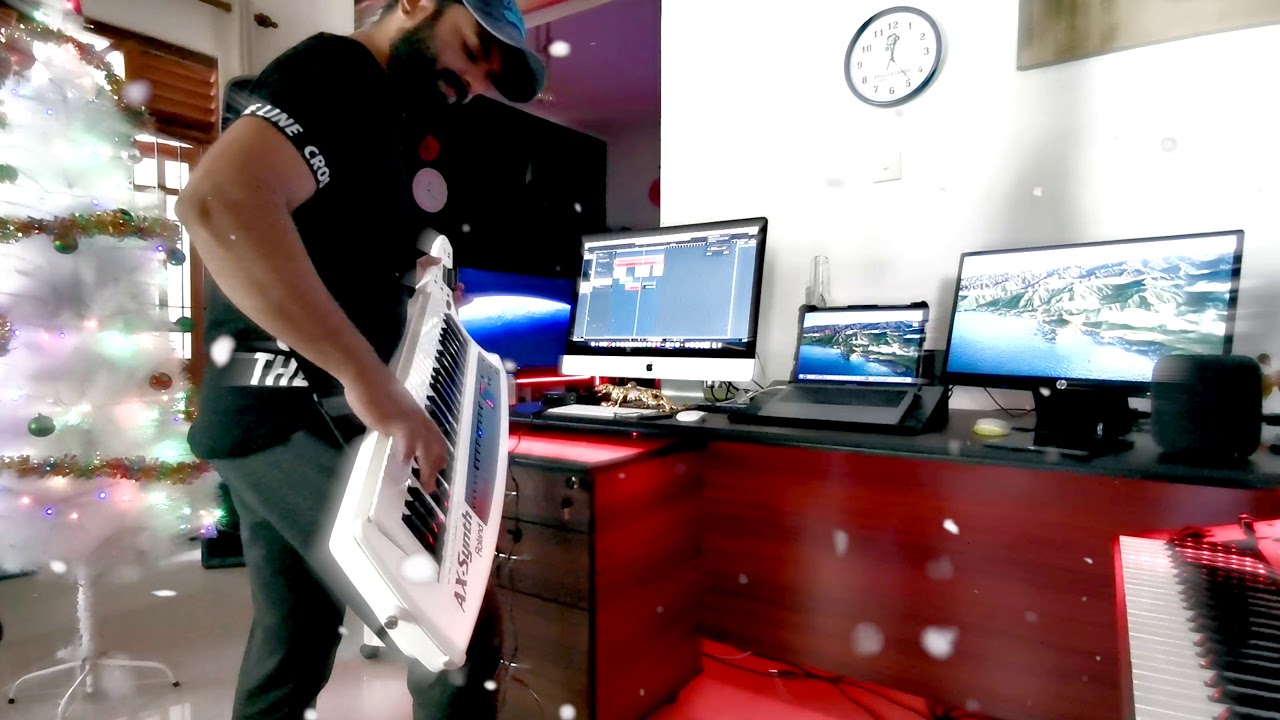 We wish you a merry christmas hard rock Keytar backing track - YouTube