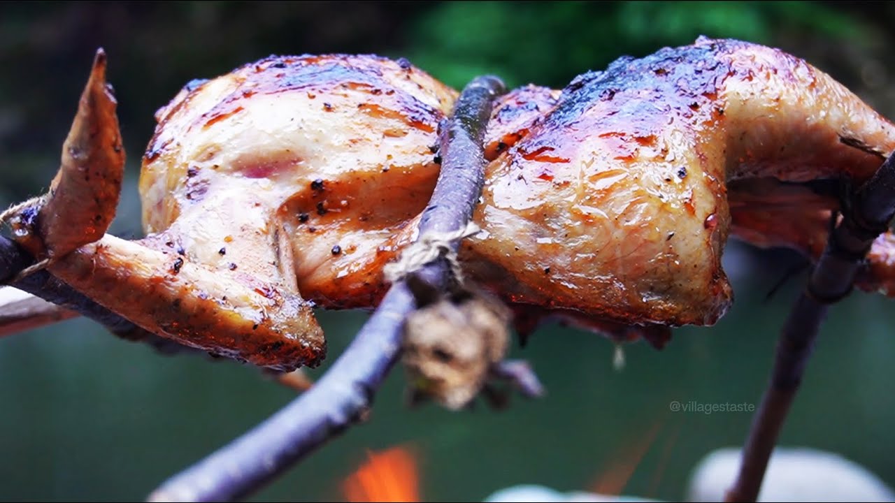 Grilled Whole Chicken Over Campfire | Outdoor Cooking Adventure - YouTube