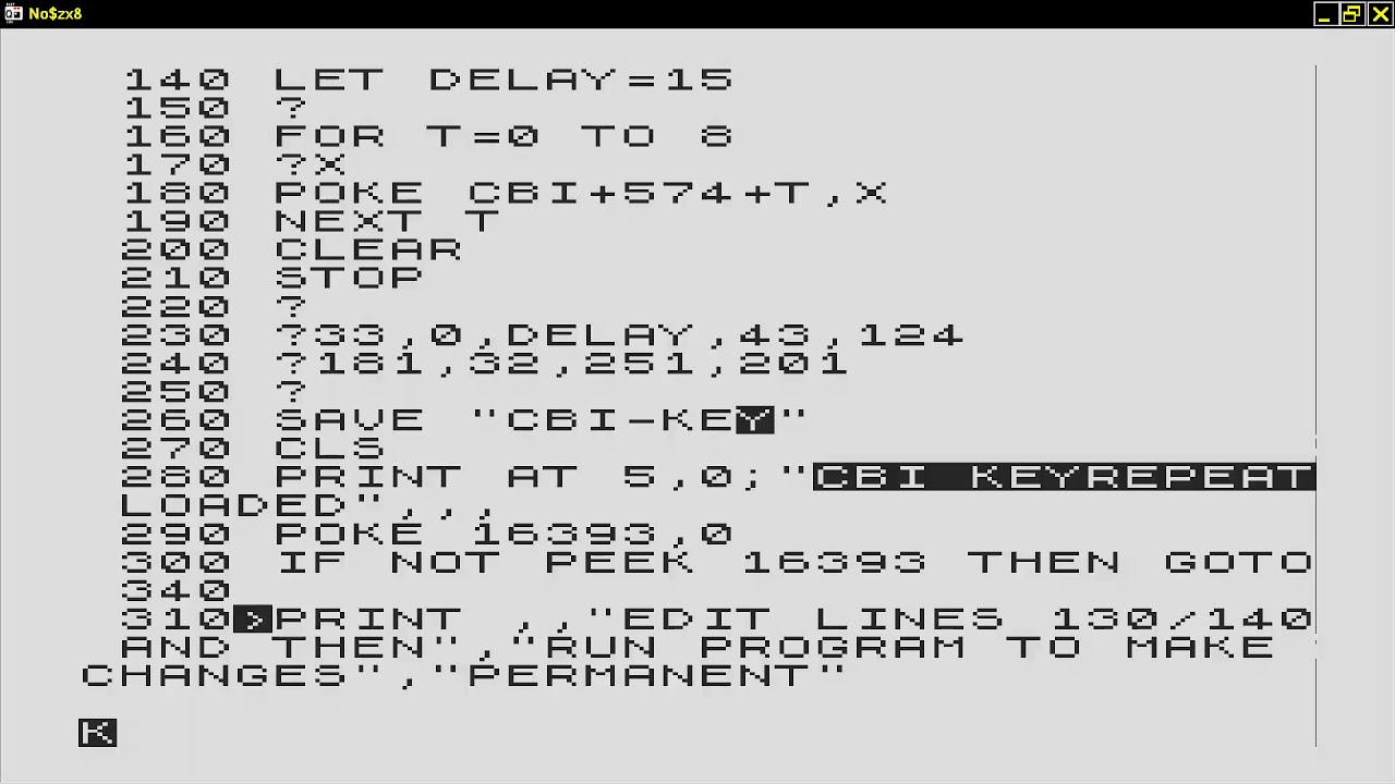 Coral Basic Interpreter Key Repeat 1990Carlo Delhez SINCLAIR ZX80 ZX 80 ...