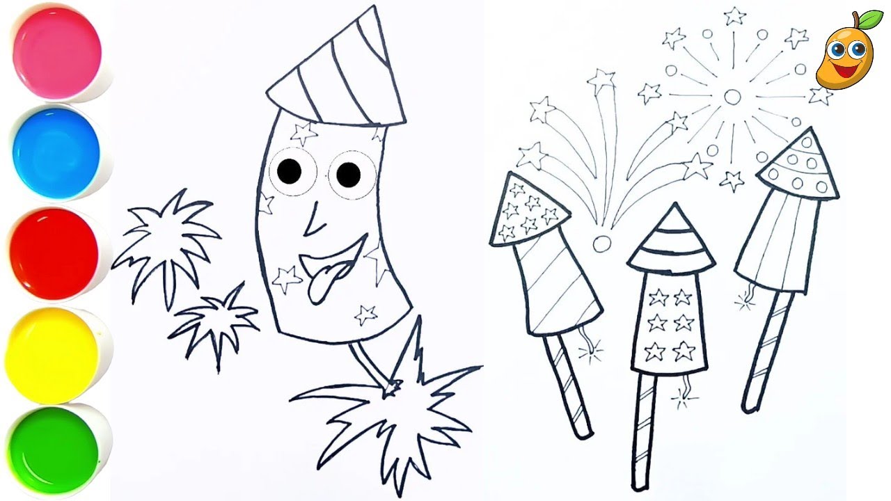 How To Draw Crackers For Kids || Fire Crackers Drawing Easy Step By ...