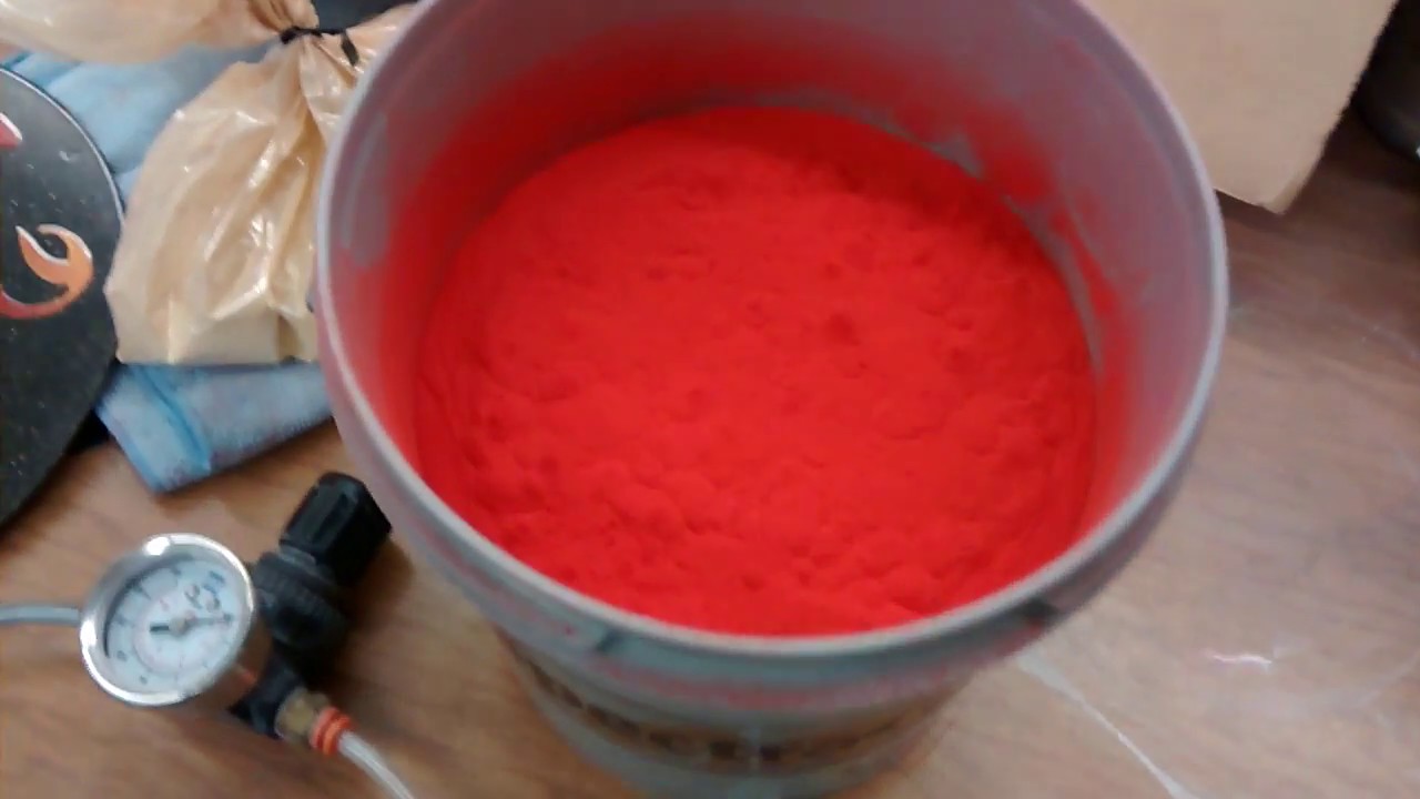 Fluidizing Red Thermoplastic Powder & Diamond Acrylic Clear - YouTube
