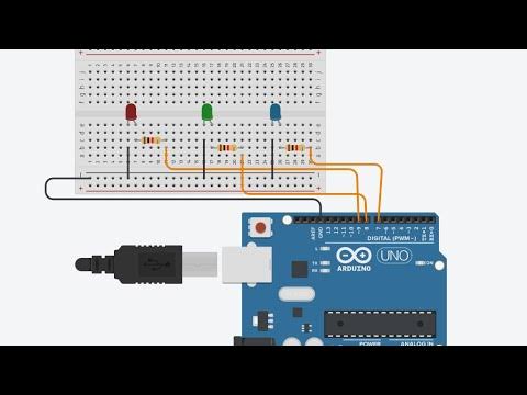 Simulating Traffic Lights using Arduino Uno (using Tinkercad) and burn code using (Arduino IDE ...