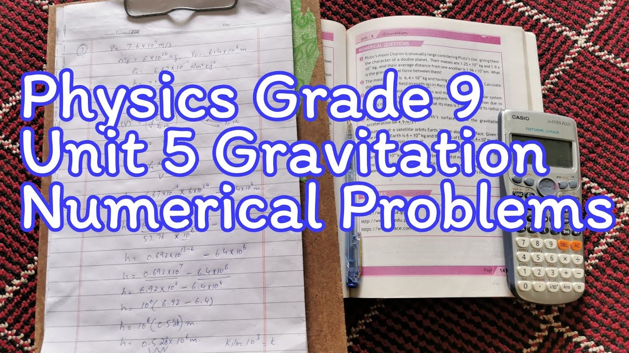 Physics Grade 9 Unit 5 Gravitation Numerical Problems 5, 6 and 7 solved ...