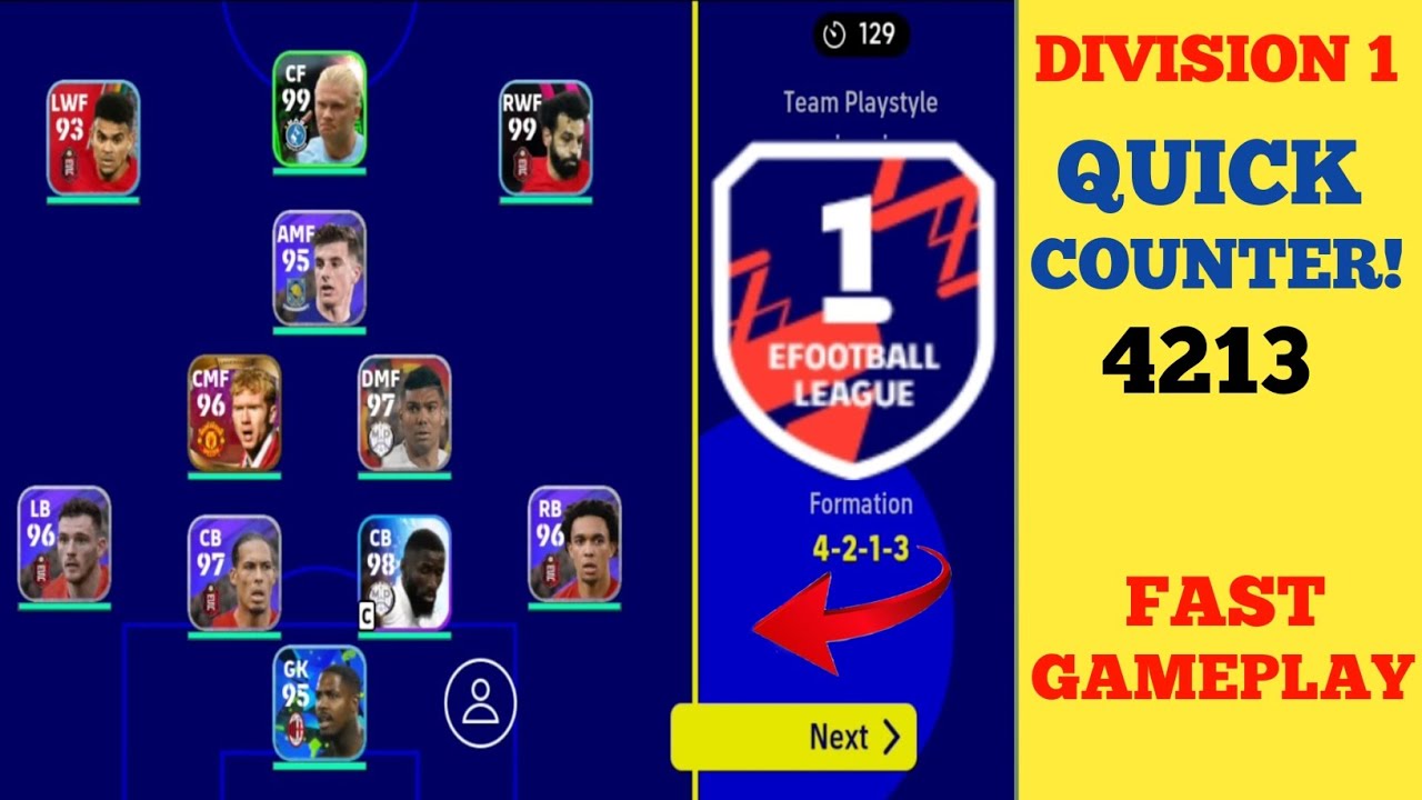 Best🔥4213 DIVISION 1 (QUICK COUNTER) GAMEPLAY! - efootball 2022 Mobile ...