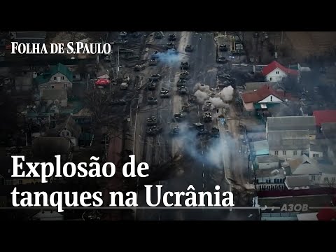 Ucrânia ataca coluna de tanques russos em Brovari | CENAS DA GUERRA