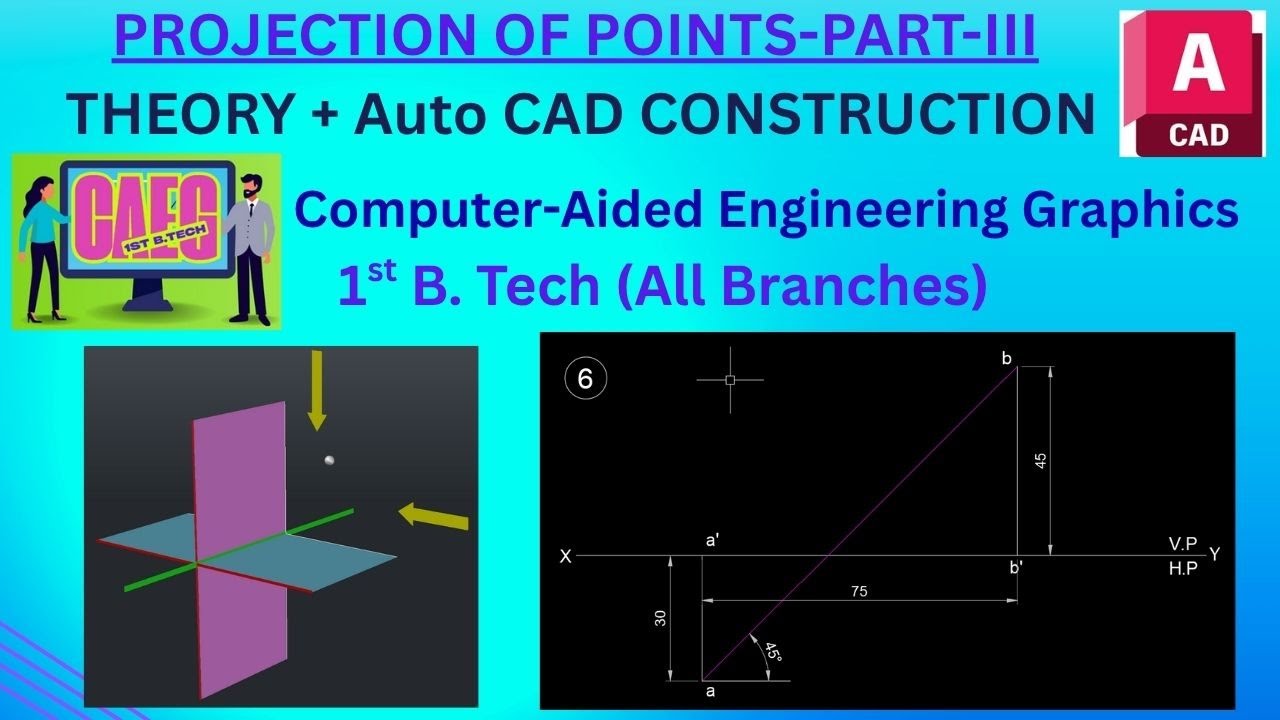 Projection of Points – Part 3 | Problems 5 & 6 | AutoCAD Tutorial ...