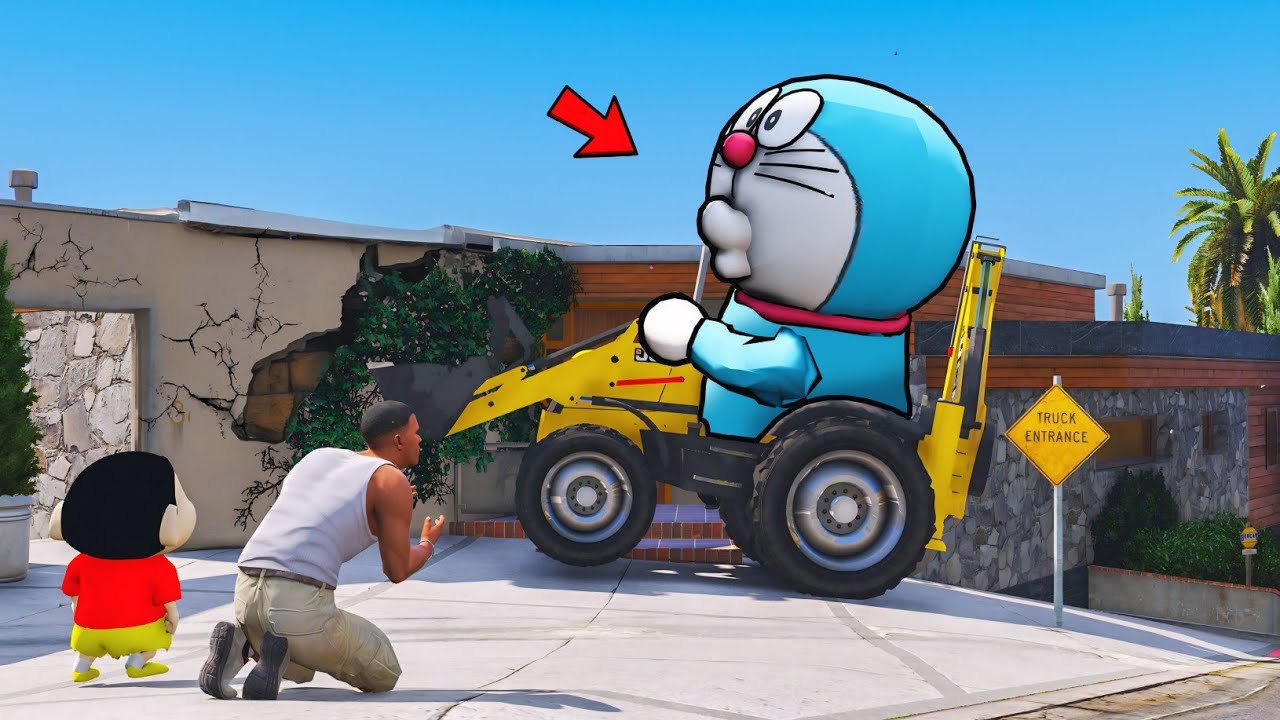 GTA 5 | Doraemon Monster Attack Shinchan & Franklin House | Doraemon ...