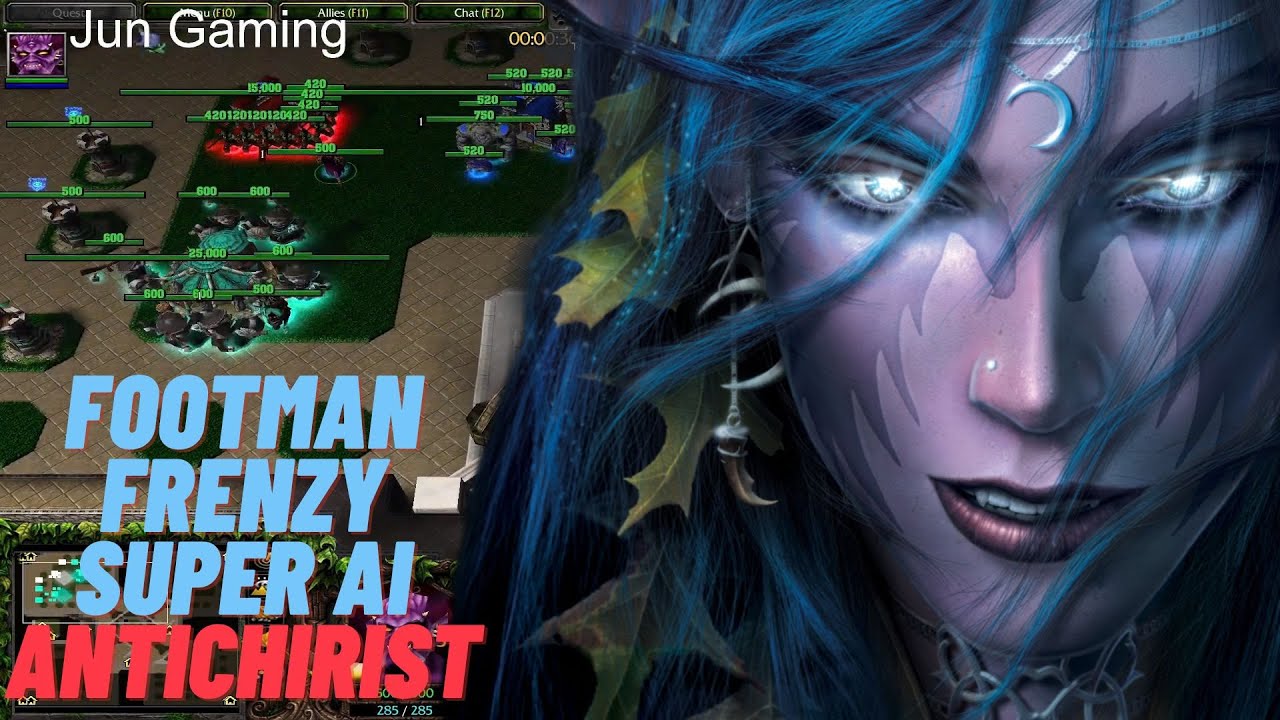Warcraft3 : Footman Frenzy Super AI - Antichirist - YouTube
