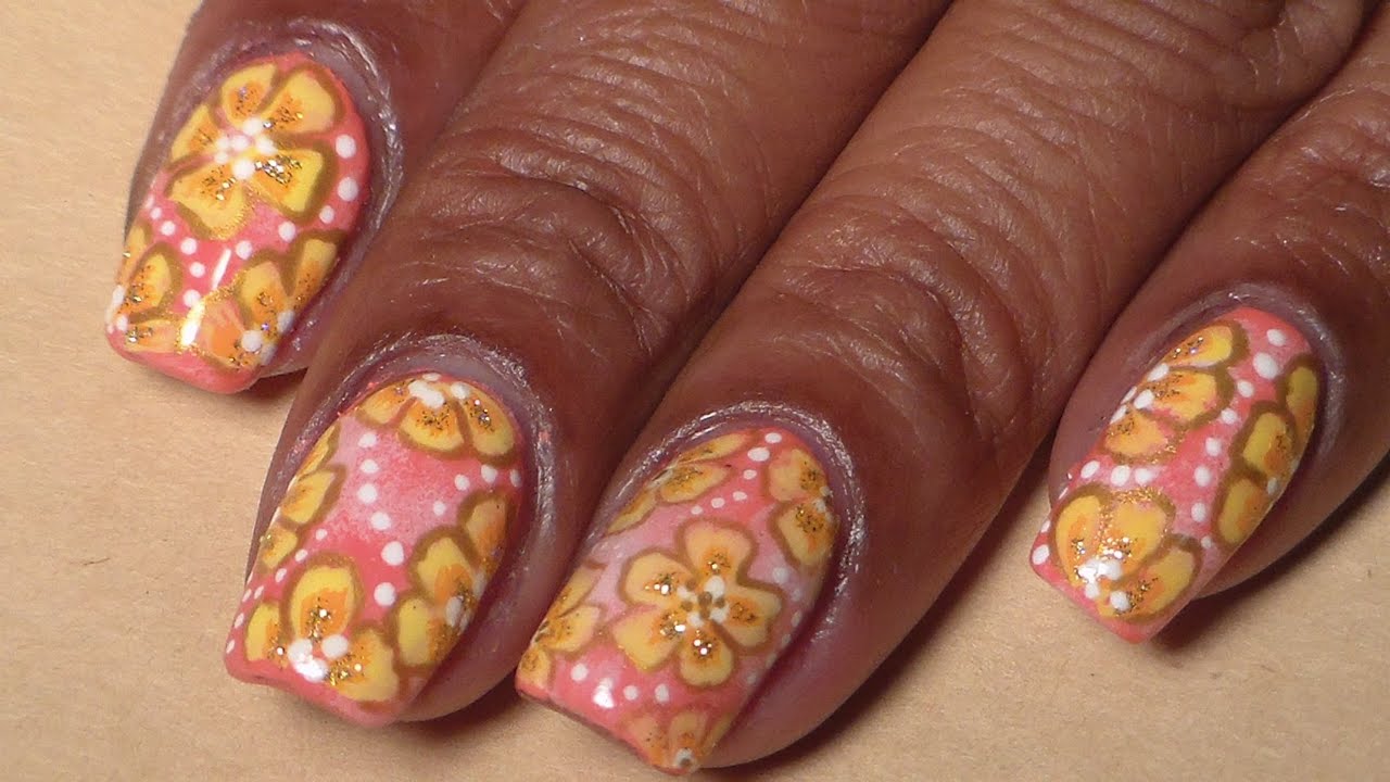 Easter Flowers Nail Art - YouTube