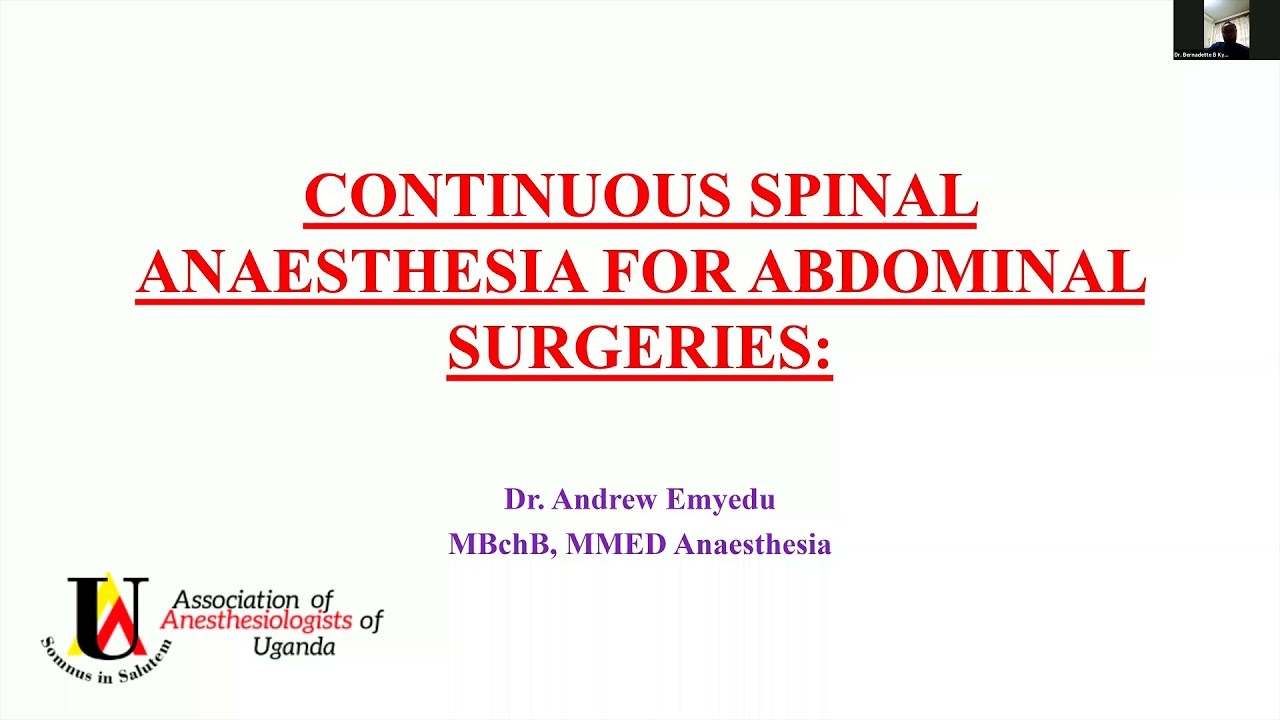 Continuous Spinal Anaesthesia For Abdominal Surgeries - YouTube