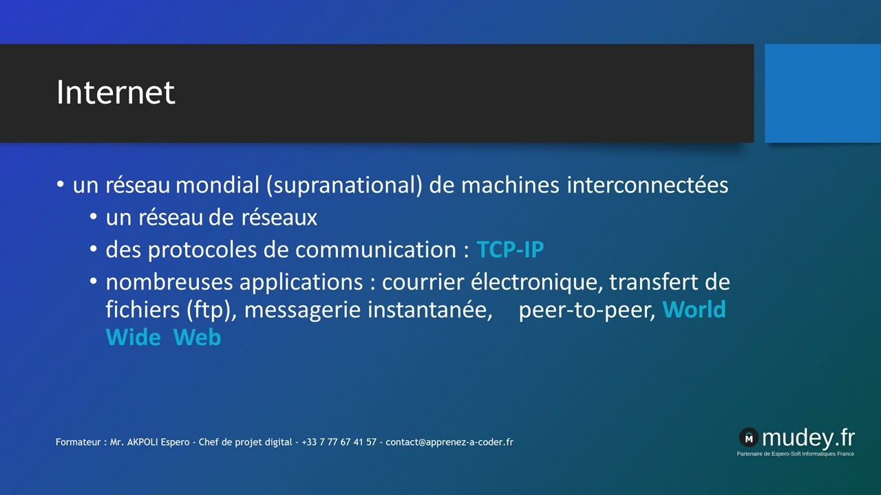 Cours 1 Introduction Internet et le Web - YouTube