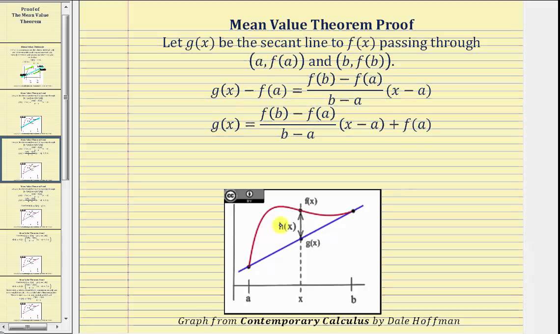 Proof of the Mean Value Theorem - YouTube